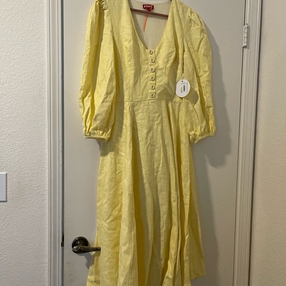 STAUD | Dresses | Nwt Staud Yellow Maxi Vline Dress | Poshmark
